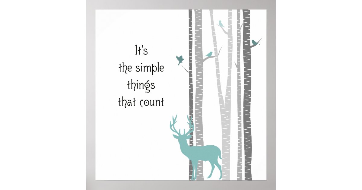 Birch Trees Deer Inspirational quote Poster | Zazzle