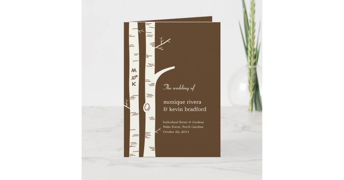 Birch Trees Wedding Program Card | Zazzle