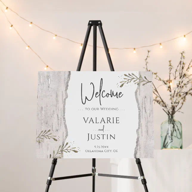 Birch Wood Wedding Welcome Sign | Zazzle