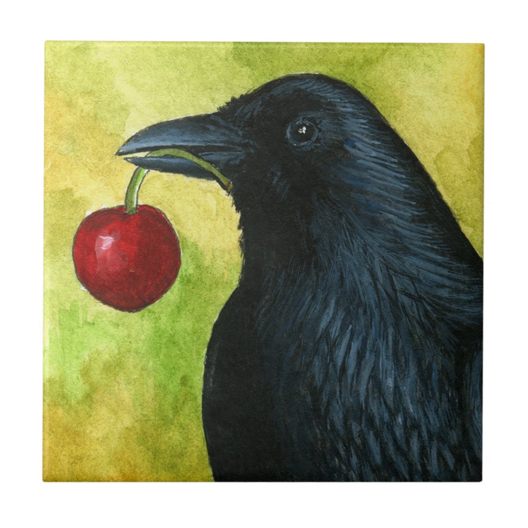Bird 55 crow raven ceramic tile | Zazzle