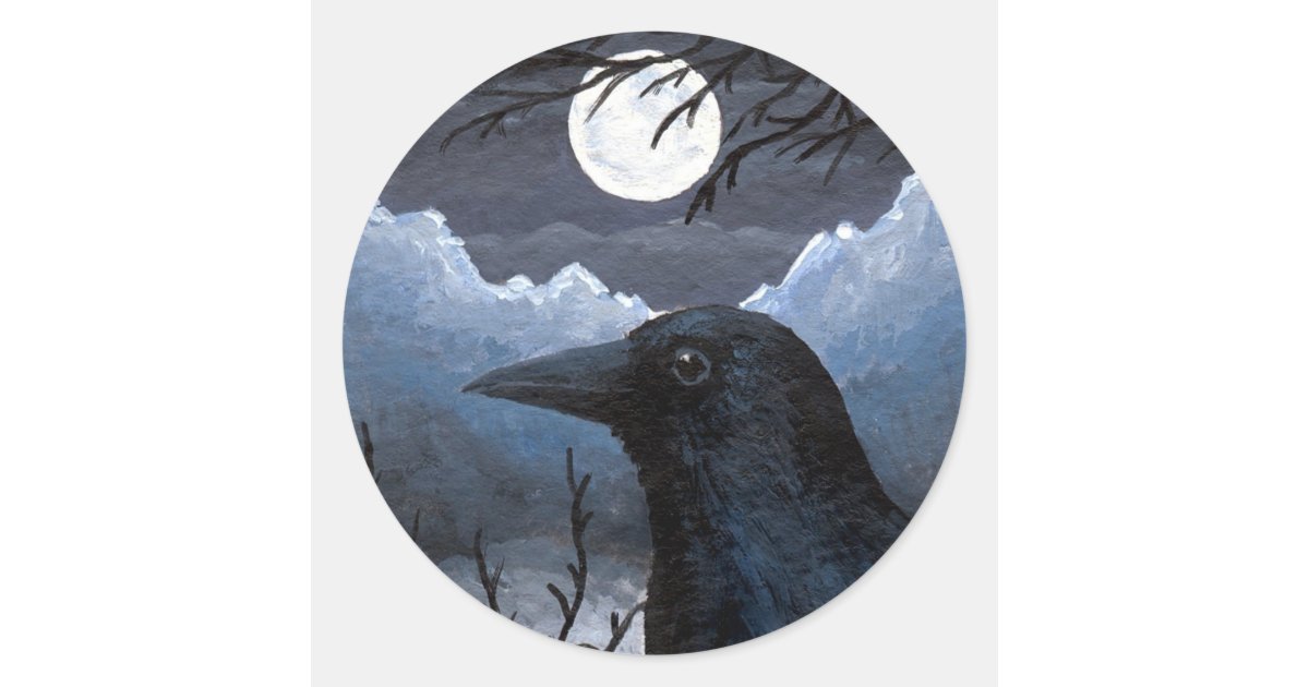 Bird 58 Crow Raven Classic Round Sticker | Zazzle