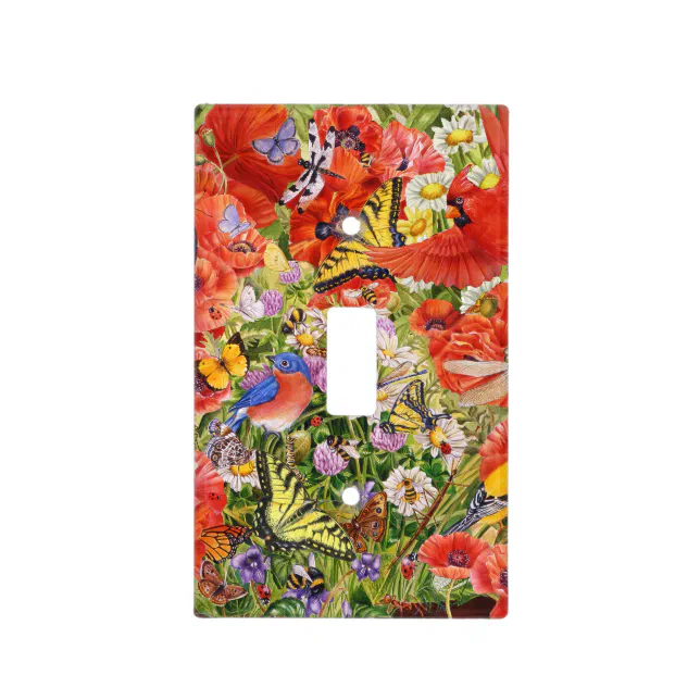 Bird and Butterflies Switch Plate | Zazzle