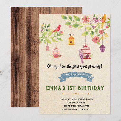 Bird baby shower birthday party invitation | Zazzle