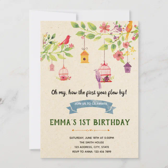 Bird baby shower birthday party invitation | Zazzle