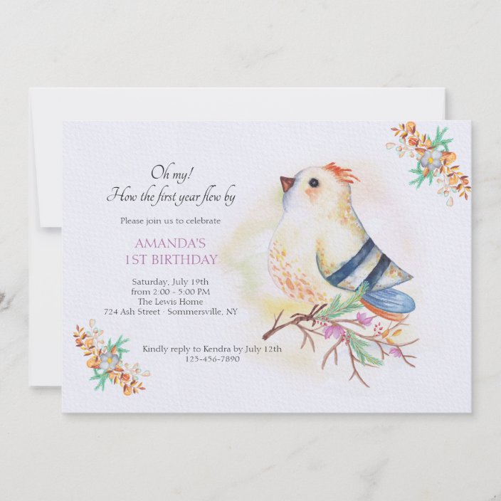 Bird Birthday Party Invitation | Zazzle.com