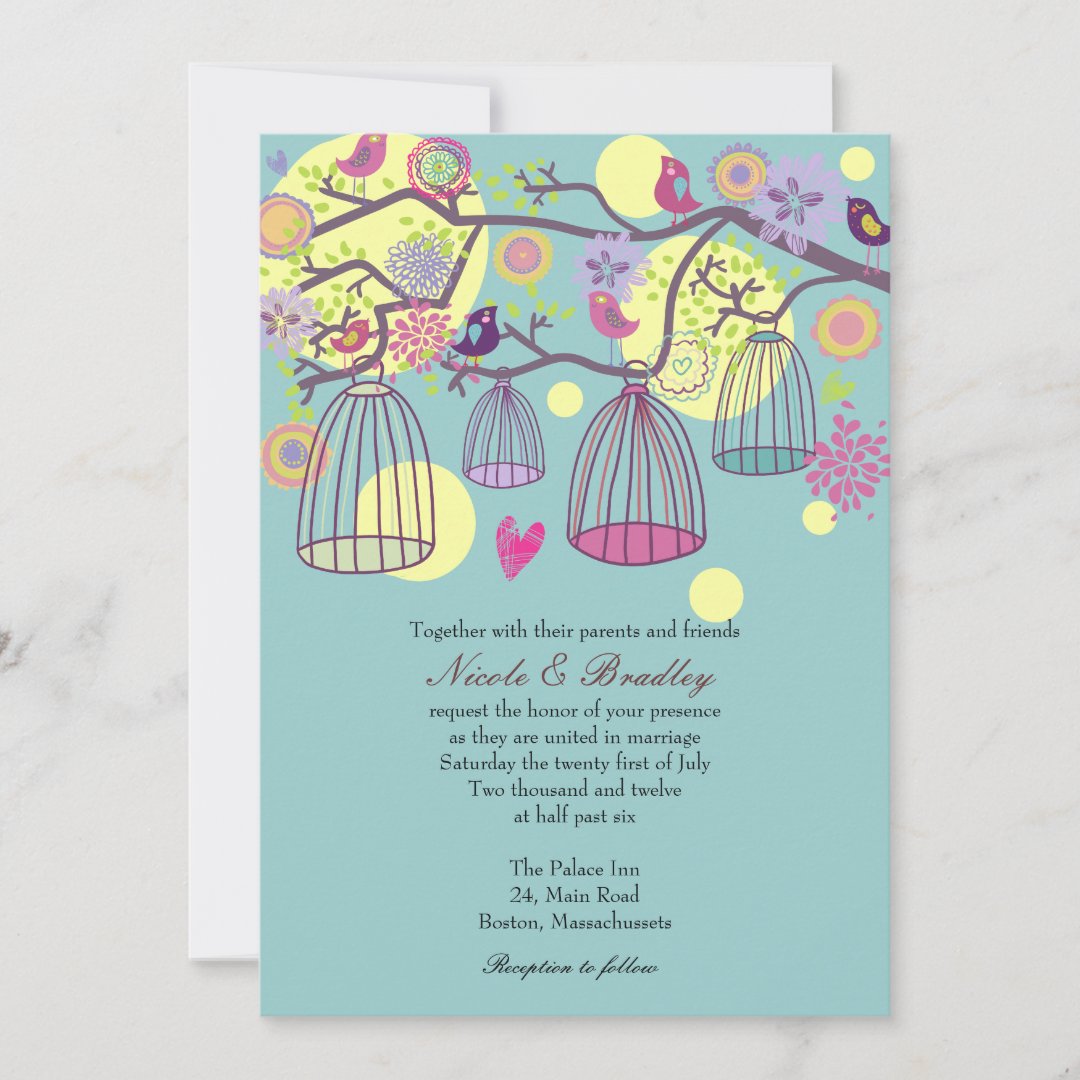 Bird Cage Love Birds Wedding Invitation | Zazzle