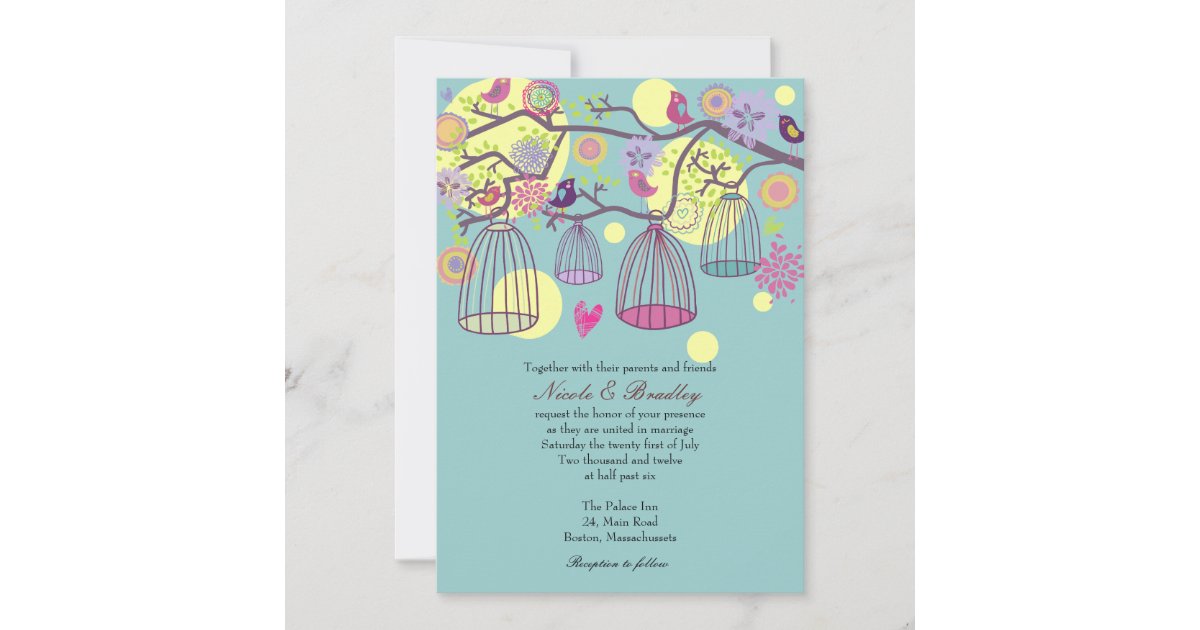 Bird Cage Love Birds Wedding Invitation | Zazzle
