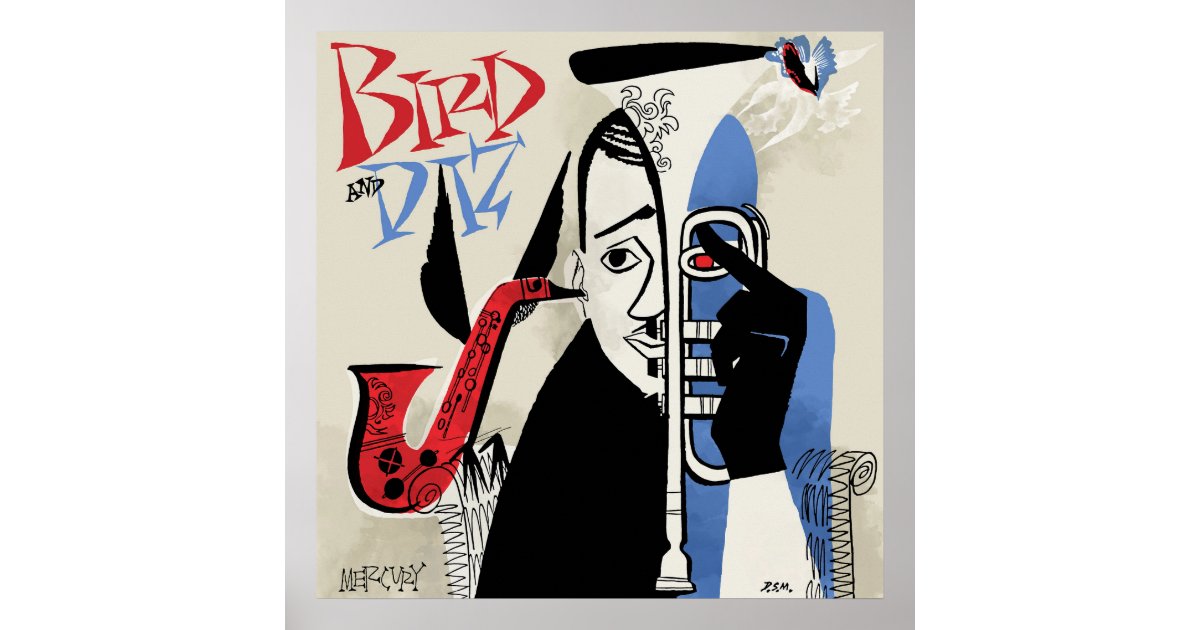 Bird & Diz Vintage Jazz Illustration Poster | Zazzle