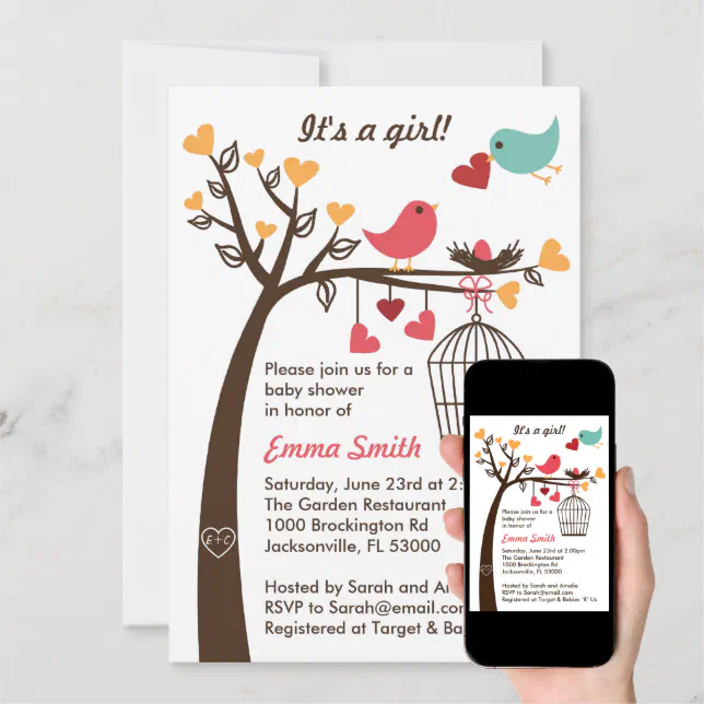 Bird Family Baby Shower Invitation | Zazzle