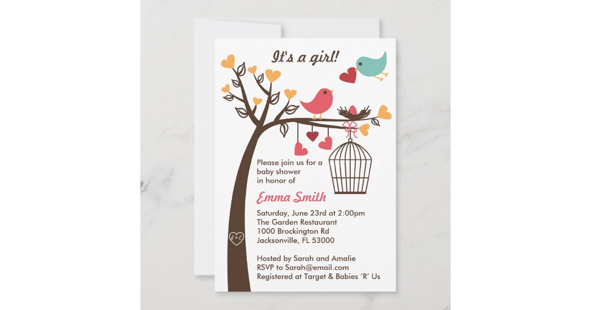 Bird Family Baby Shower Invitation | Zazzle