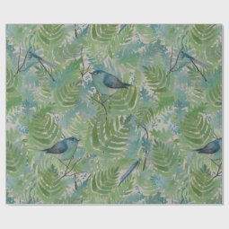 Bird Ferns Dragonflies Nature Inspired Wrapping Paper | Zazzle