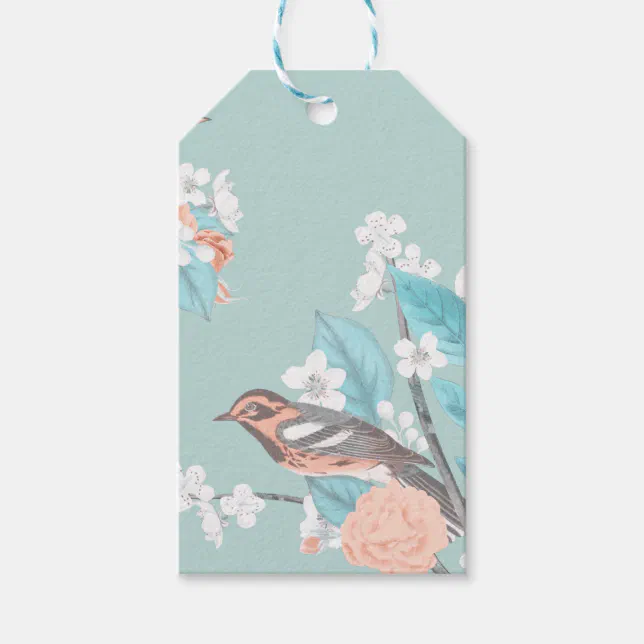 Bird & Flowers Gift Tags | Zazzle