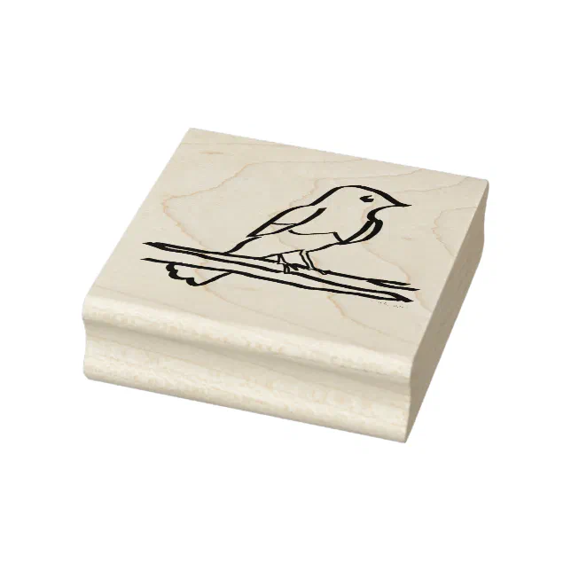 Bird Inking Wood Art Rubber Stamp | Zazzle