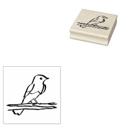 Bird Inking Wood Art Rubber Stamp | Zazzle