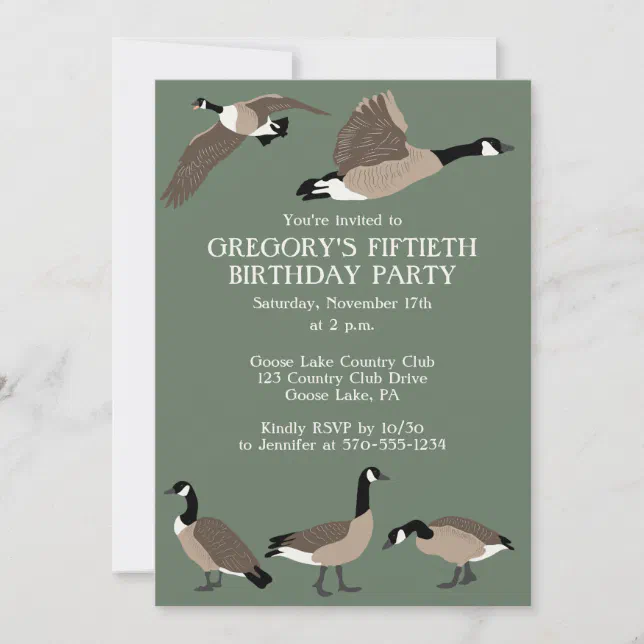 Bird Lovers Canada Geese Birthday Party Invitation | Zazzle