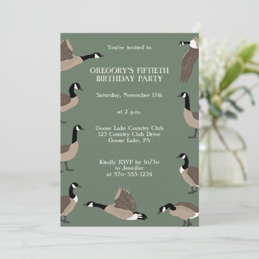 Bird Lovers Canada Geese Birthday Party Invitation | Zazzle