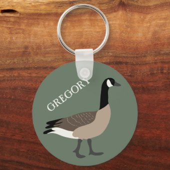 Bird Lovers Canada Goose Illustration Personalized Keychain | Zazzle