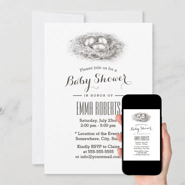 Bird Nest Baby Shower Invitation | Zazzle