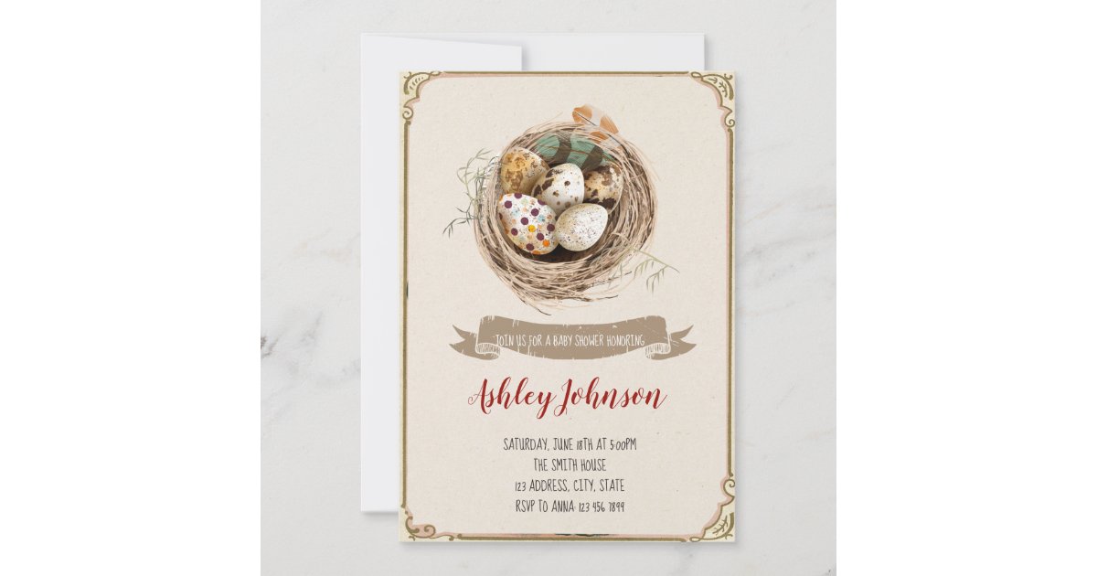 Bird nest invitation | Zazzle