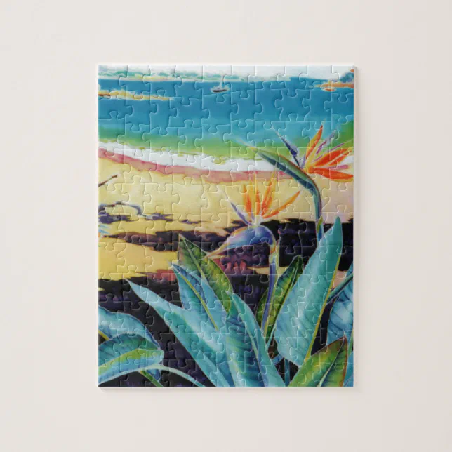 Bird of Paradise Beach Tropical Scene Jigsaw Puzzle | Zazzle