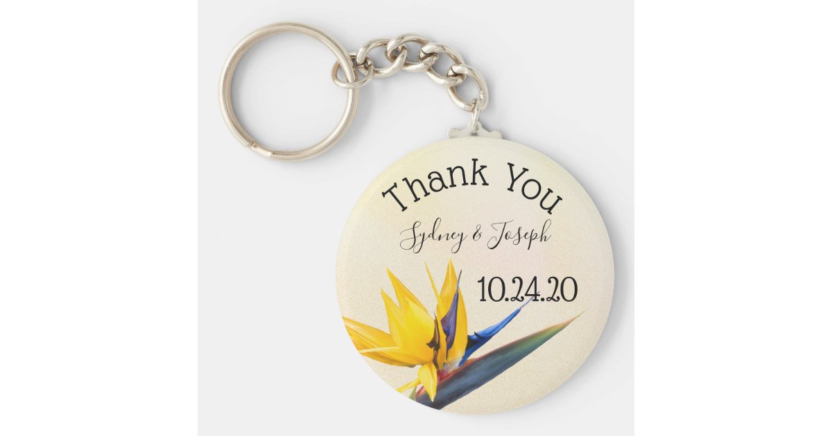 Bird-of-paradise Thank You Key Ring Favor | Zazzle