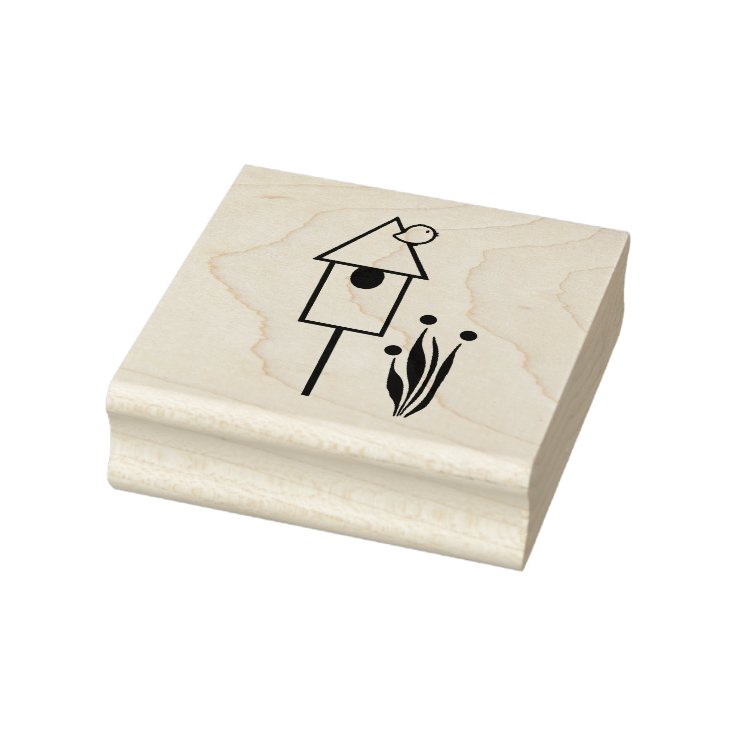 Bird on a Birdhouse Wood Art Stamp | Zazzle