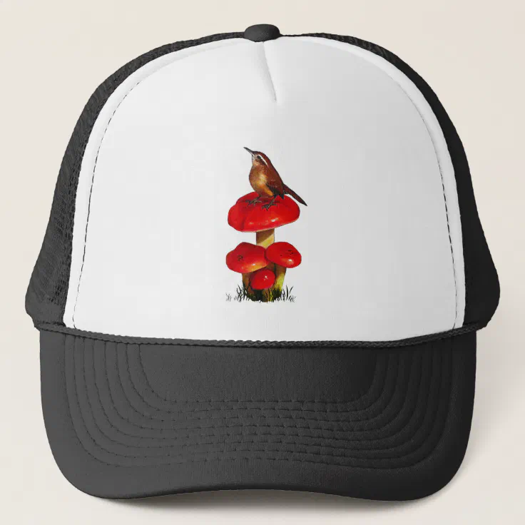 Bird On A Toadstool: Original Pastel Art Trucker Hat | Zazzle