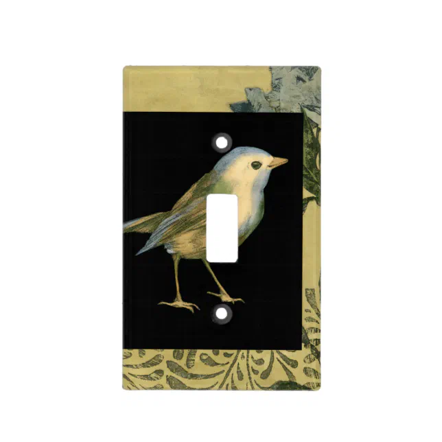 Bird on Black and Vintage Background Light Switch Cover | Zazzle