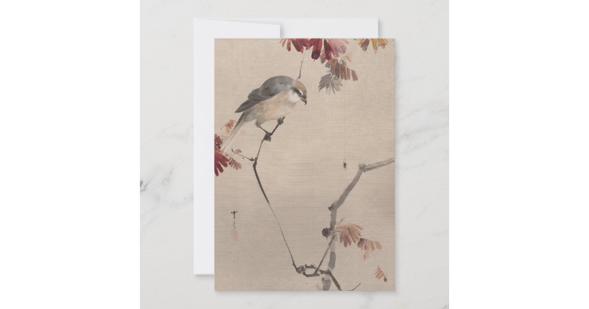 Bird on Branch Watching Spider | Watanabe Seitei | Zazzle