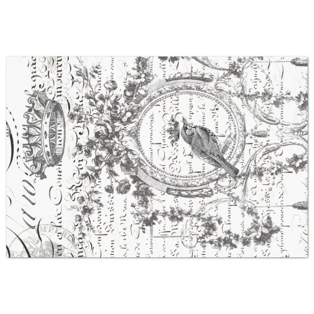 Bird Script Decoupage Paper | Zazzle