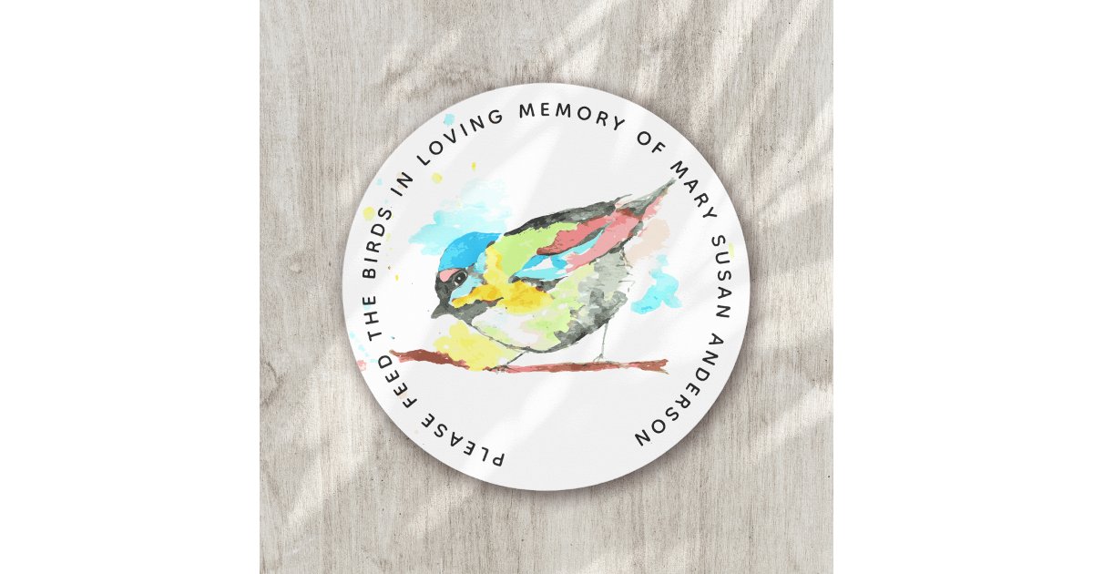 Bird Seed In Loving Memory Memorial Funeral Classic Round Sticker | Zazzle