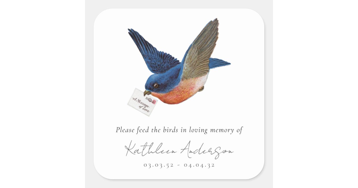 Bird Seed In Loving Memory Memorial Funeral Square Sticker | Zazzle