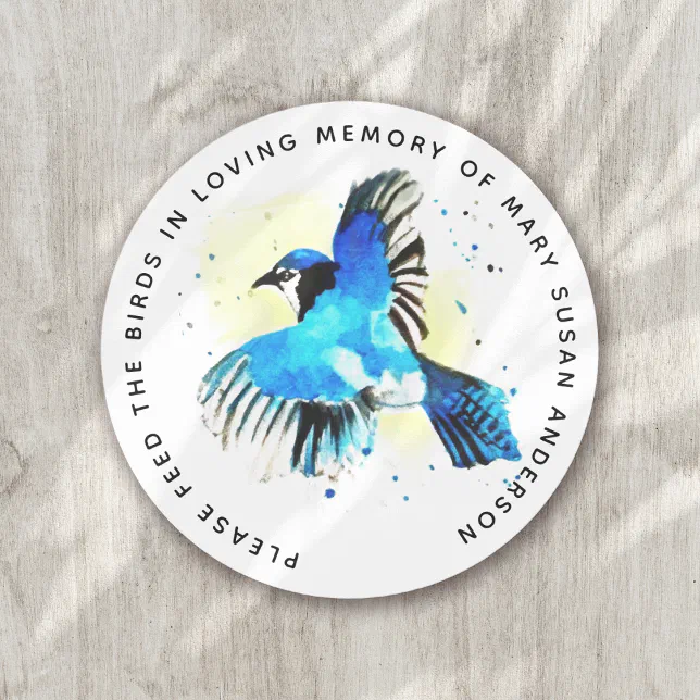Bird Seed Packet Memorial Funeral Classic Round Sticker | Zazzle