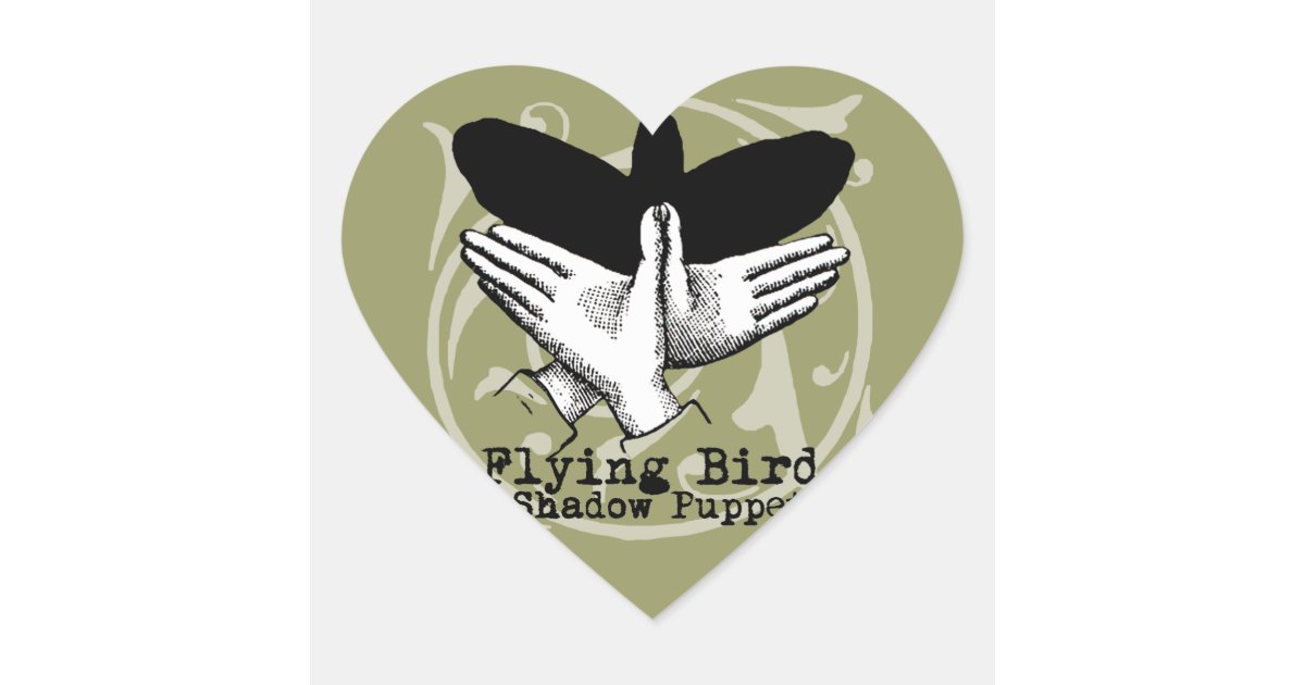 Bird Shadow Puppet Hand Vintage Heart Sticker | Zazzle