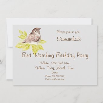 Bird Watching Party Sparrow Bird Birthday Party Invitation | Zazzle