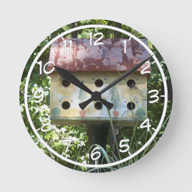 Birdhouse Round Clock | Zazzle