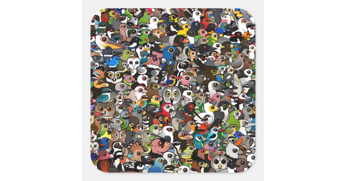 Birdorable Crowd Square Sticker | Zazzle