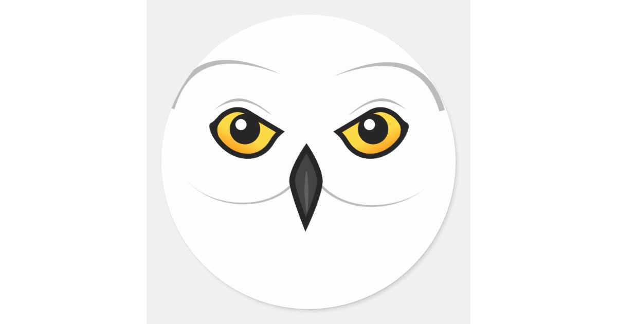 Birdorable Snowy Owl Face Classic Round Sticker | Zazzle