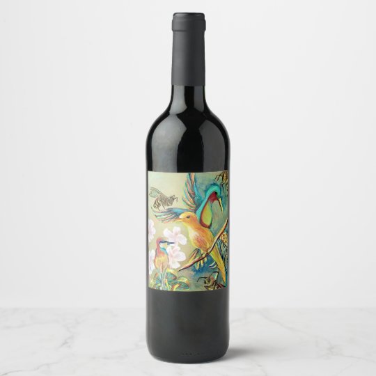 birds and bees painting wine label | Zazzle.com