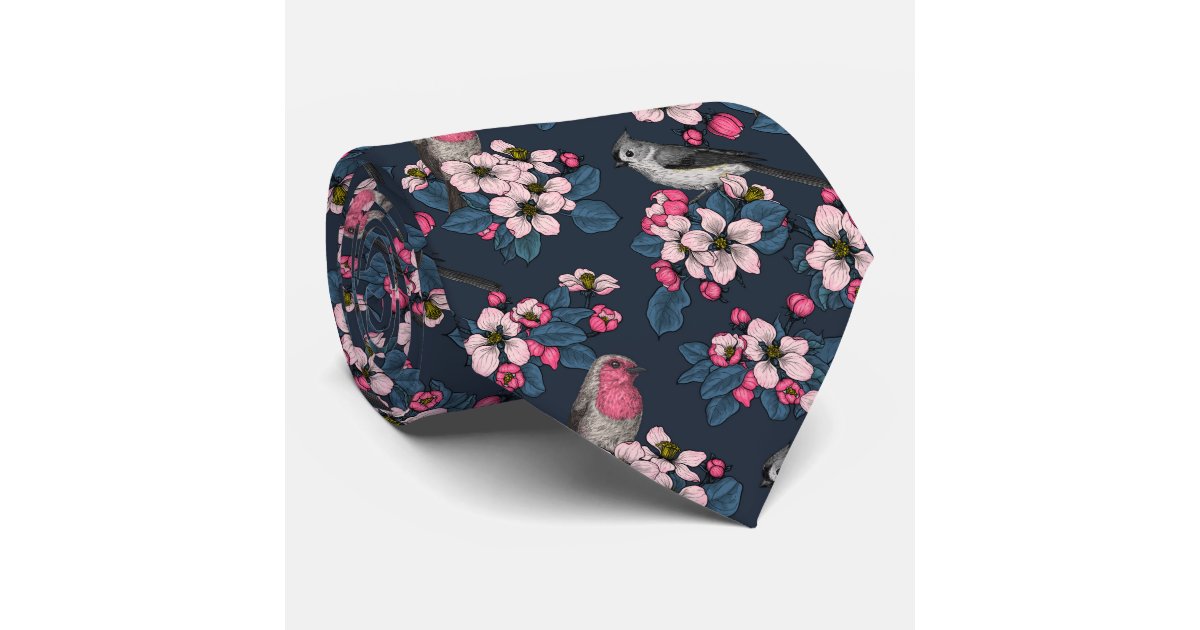 Birds and Blossoms Neck Tie | Zazzle