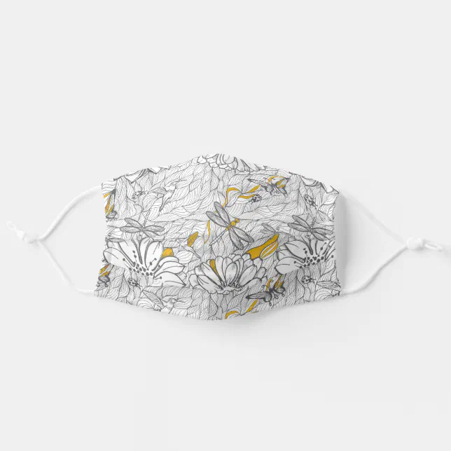 Birds Bugs & Butterflies Floral Garden Adult Cloth Face Mask | Zazzle