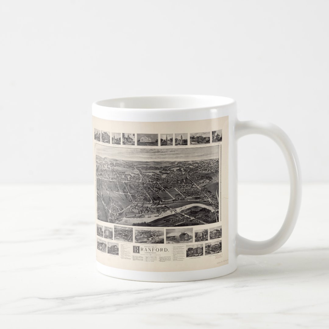 Bird's-eye view Map of Branford Connecticut (1905) Coffee Mug | Zazzle