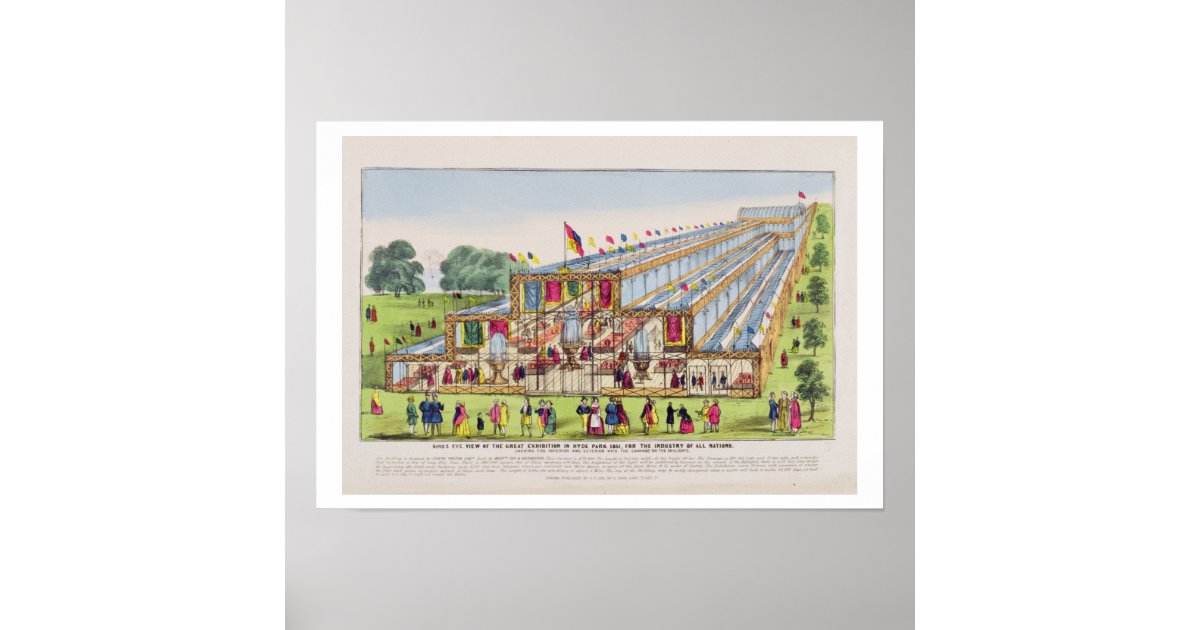 Bird's Eye View of the Great Exhibition in Hyde Pa Poster | Zazzle