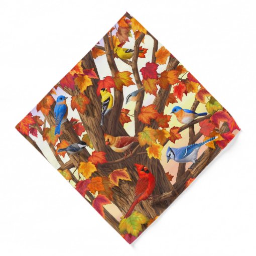 Birds in Autumn Maple Tree Bandana | Zazzle