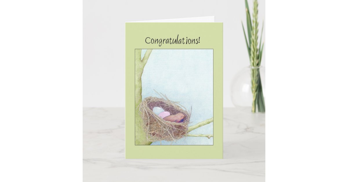 Bird's Nest Congratulations Card | Zazzle