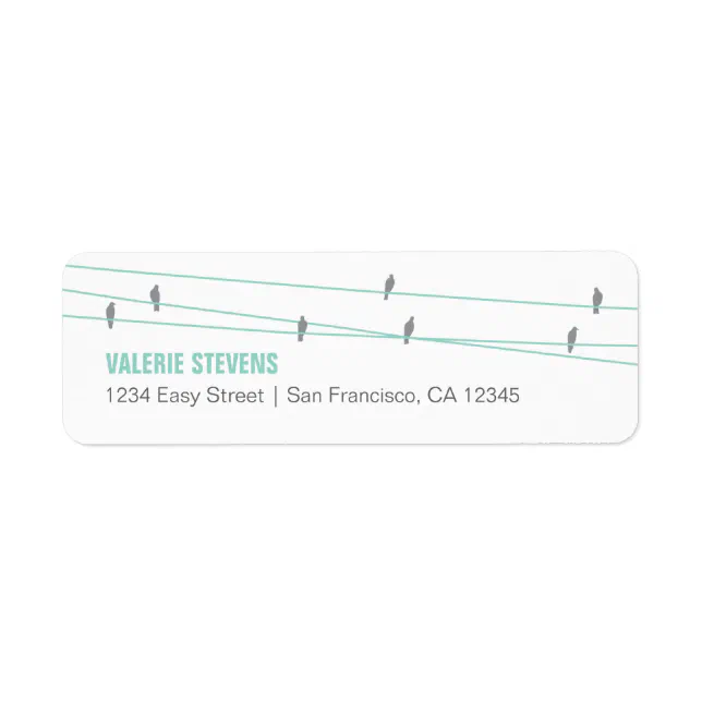 Birds on a Wire Address Label (Blue) | Zazzle
