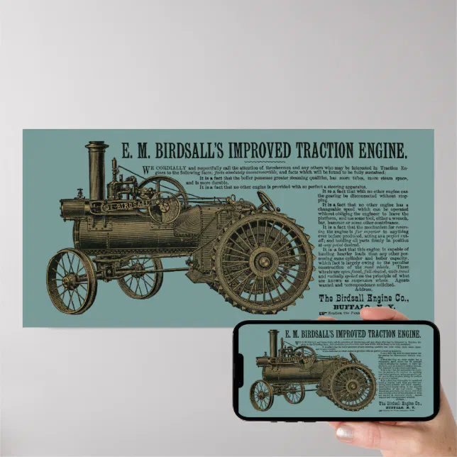 Birdsall's Steam Traction Engine 1889 Farm Tractor Poster | Zazzle