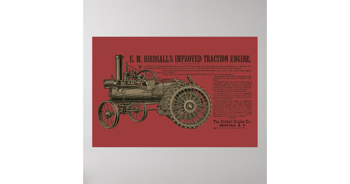 Birdsall's Steam Tractor Traction Engine Vintage Poster | Zazzle