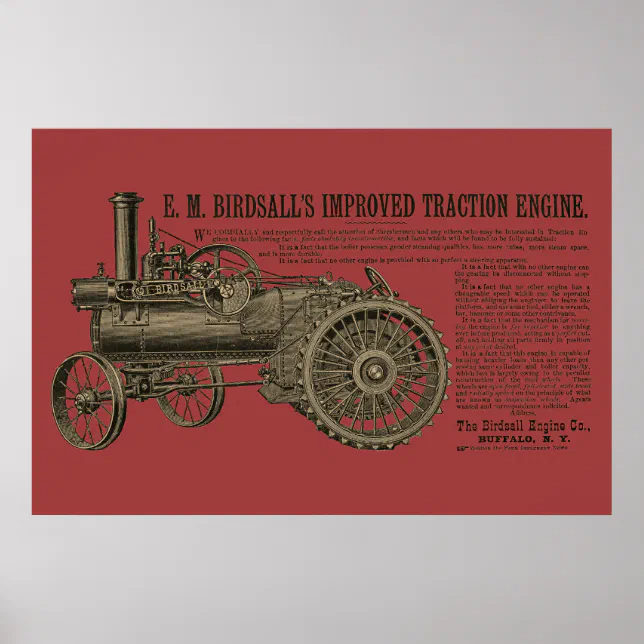 Birdsall's Steam Tractor Traction Engine Vintage Poster | Zazzle