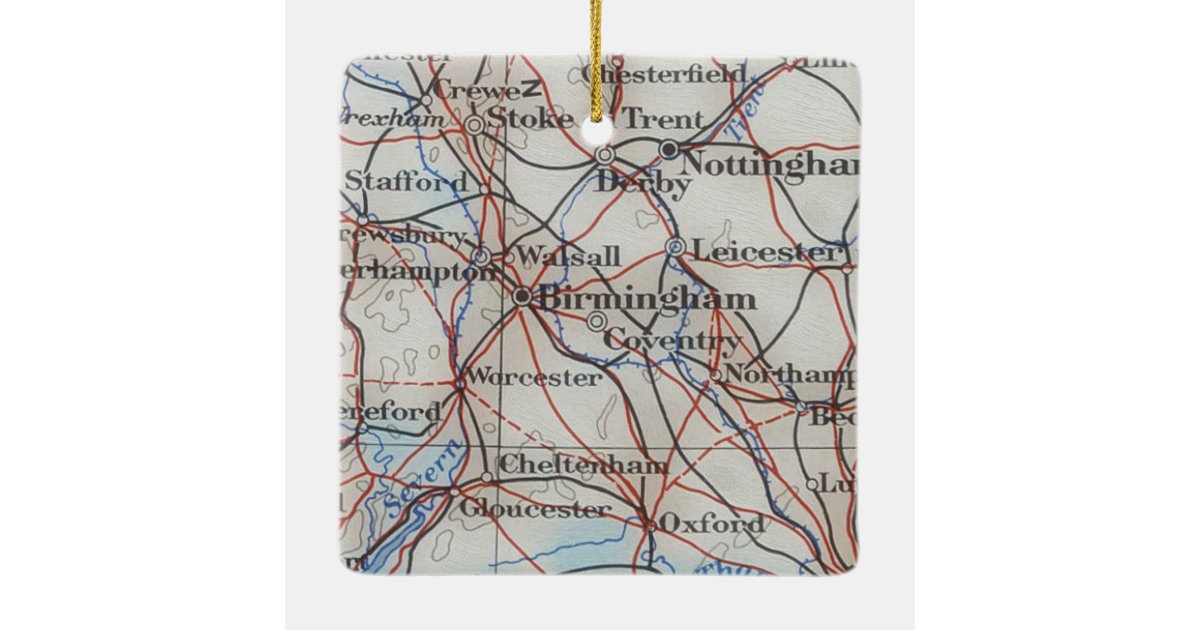 Birmingham England Vintage Map Ceramic Ornament | Zazzle